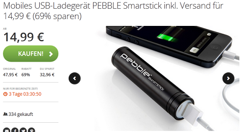 Mobiles USB-Ladegerät im Groupon-Deal | Pebble Smartstick ...